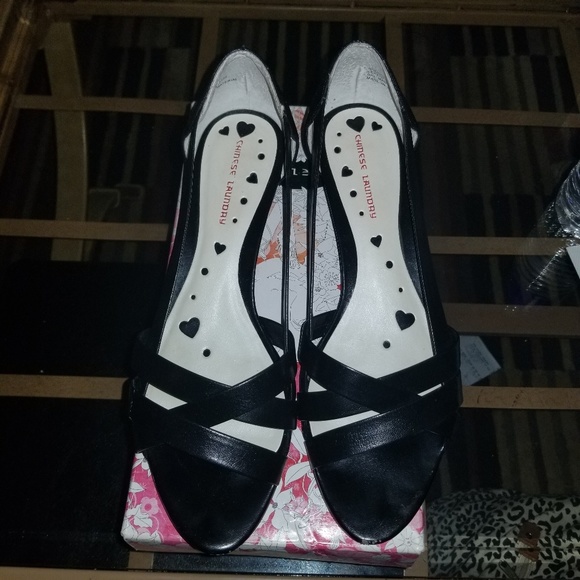 Chinese Laundry | Shoes | Black Strappy Leather Chinese Laundry Wedges ...